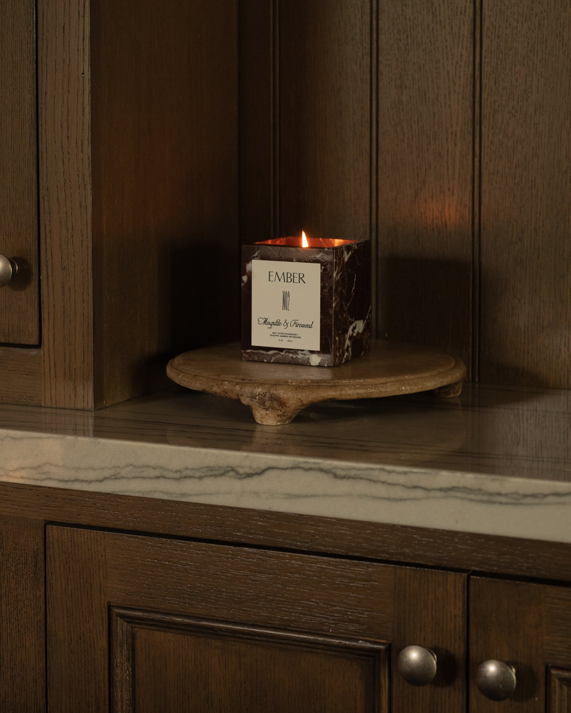 Ember Candle: Hand-Poured Luxury in Rosso Levanto Marble | Non-Toxic